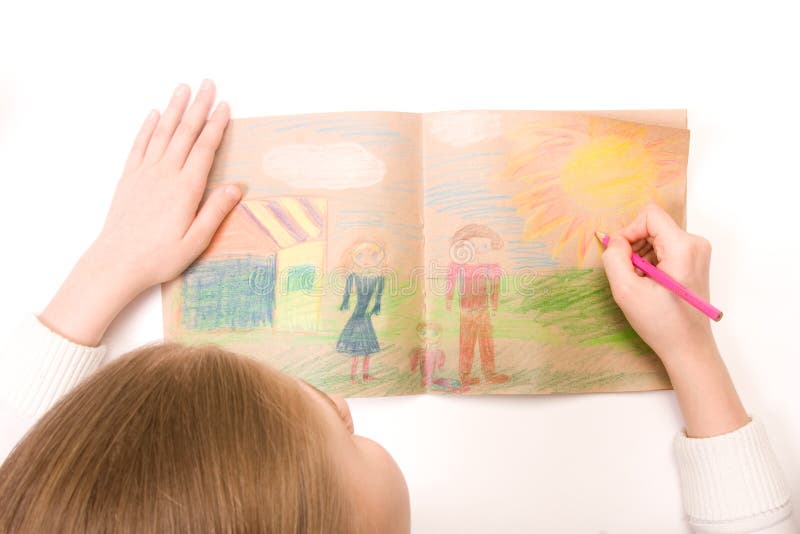 A child draws stock photo. Image of draw, face, drawing - 9363444
