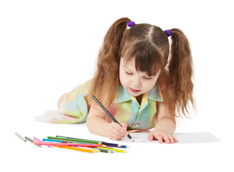 The Child Draws Crayon Drawing Stock Image - Image of crayons, baby ...