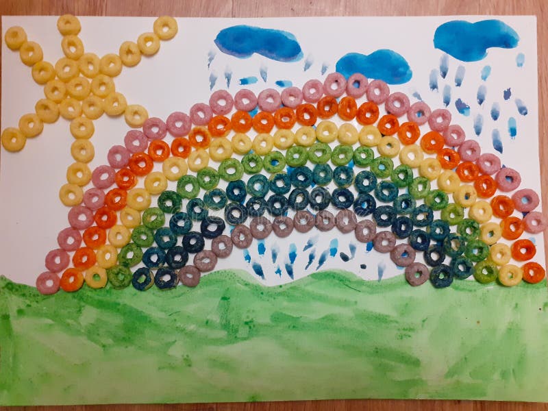 The Child Drew a Beautiful Drawing on Paper. Stock Photo - Image of ...