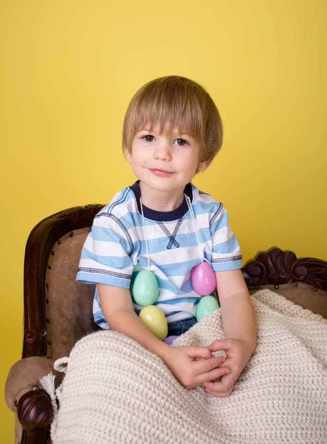 Child with Easter Eggs at Home Stock Image - Image of activity, playful ...