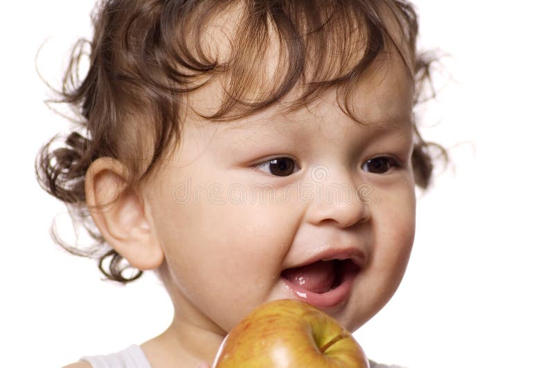 Child eat apple. stock image. Image of eating, food, happiness - 3133171