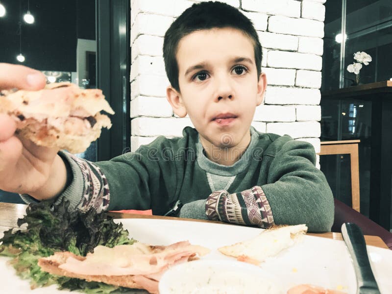 Child Eat in Fast Food Restaurant Stock Image - Image of restaurant ...