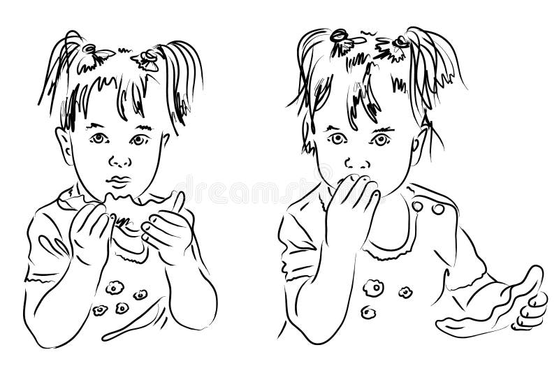 Calligraphic child stock vector. Illustration of contemplation - 29724314