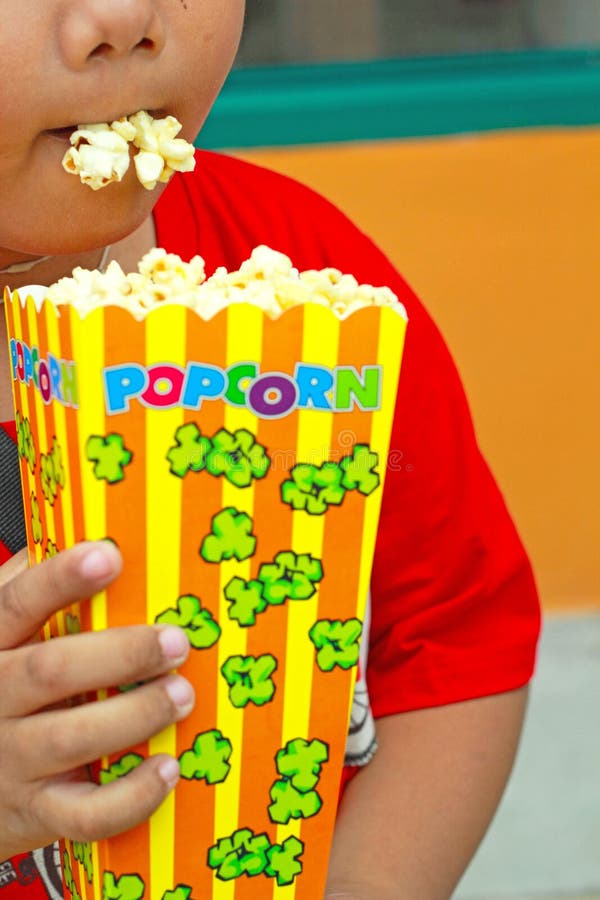 Child Eat Popcorn a Caramel Coated Stock Photo - Image of fluffy, group ...