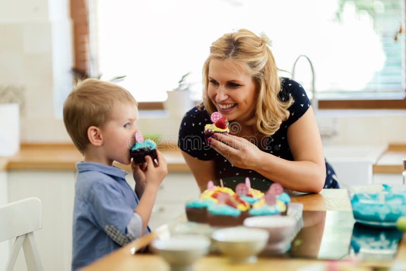 Child Eating Beautiful Muffins Stock Image - Image of food, colorful ...