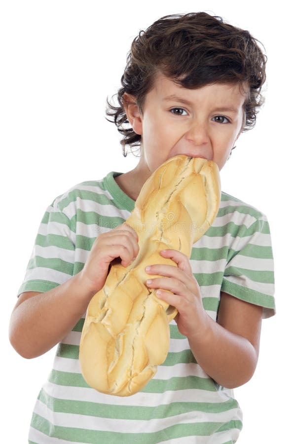 Child eating bread stock photo. Image of divide, casual - 1370878
