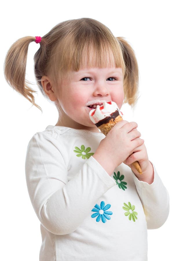Child Eating Ice-cream Isolated Stock Image - Image of icecream ...