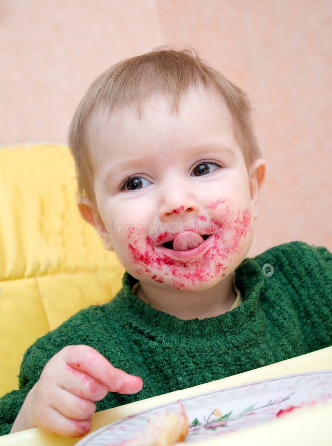 Child Eating Pie with Currant. Stock Image - Image of childhood, food ...