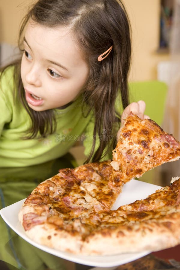 Child eating pizza stock photo. Image of girl, caucasian - 8429086
