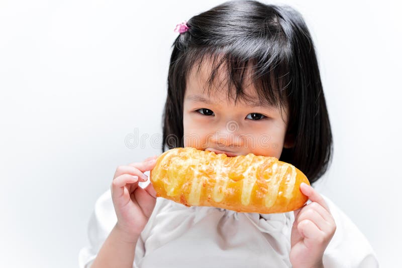 Child Eats Long Bread. Snack during the Day Stock Image - Image of bite ...