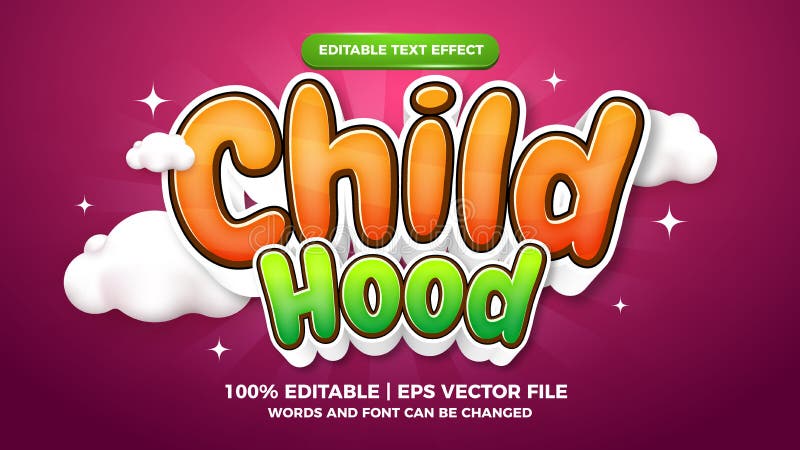 Child Hood Editable Text Effect Style Stock Vector - Illustration of ...