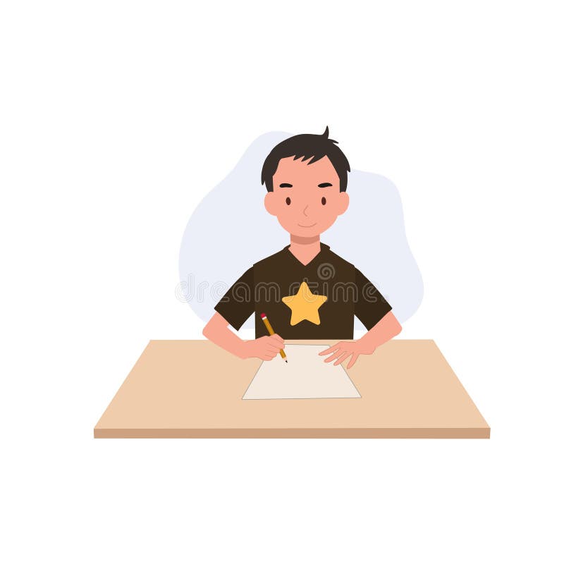 Child Education and Creativity Concept. Young Kid is Learning, Drawing ...