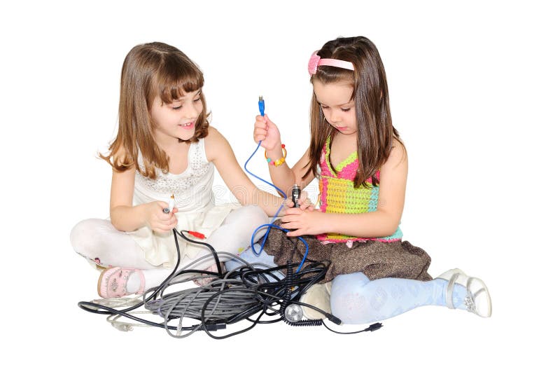 Children Playing with Sockets and Electricity Indoors Stock Photo ...