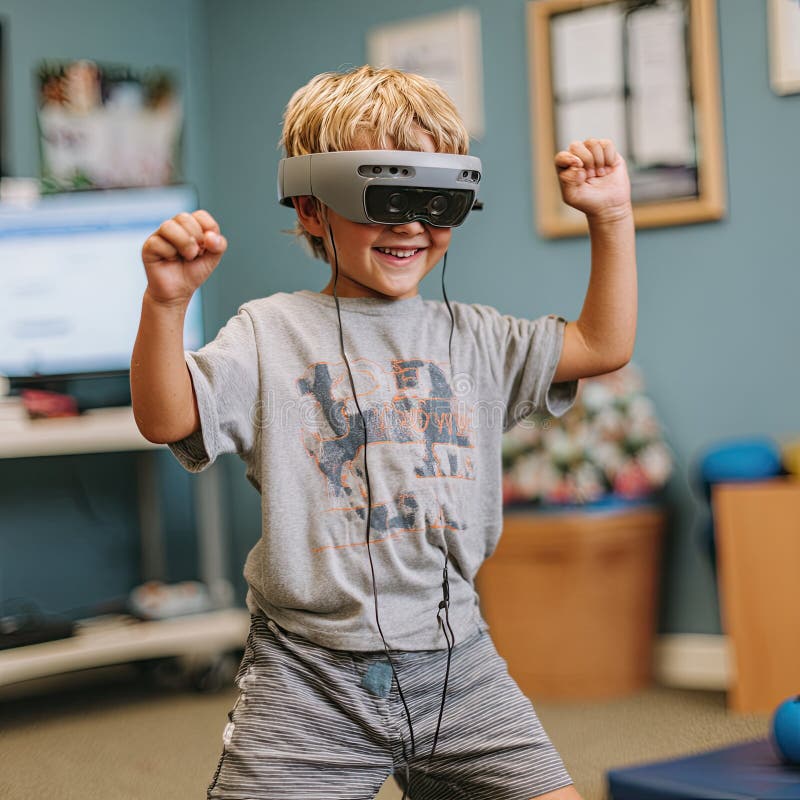 Child Engaging with Gamified Therapy Stock Illustration - Illustration ...