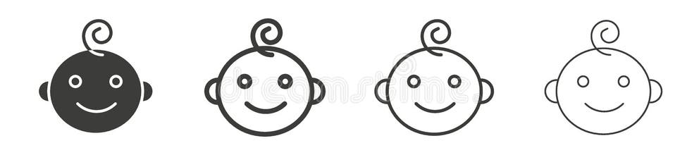 Child Face Icon Vector Set on White Background Stock Vector ...