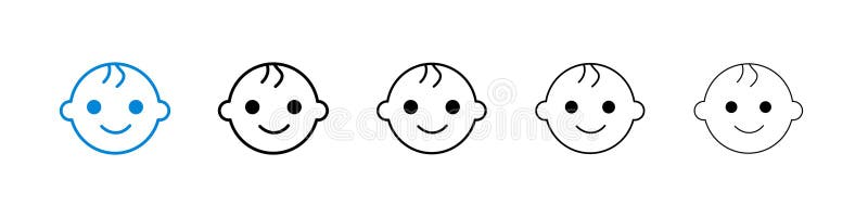 Child Face Line Icon Isolated on White Background Stock Vector ...