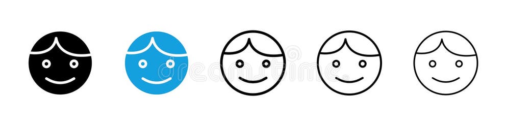 Child Face Line Icon Isolated on White Background Stock Vector ...