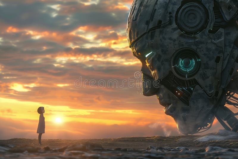 Giant Robot Futuristic Sci-fi Robot Warrior. Stock Image - Image of ...