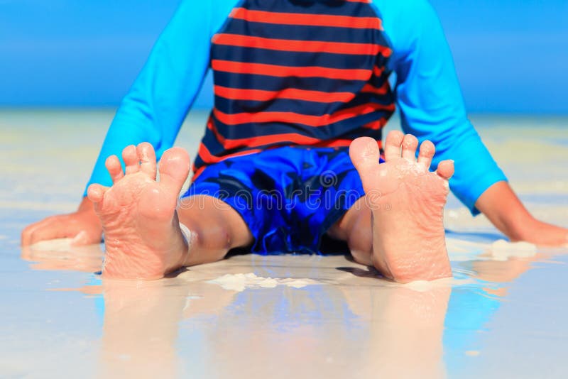 Child Feet on Summer Sand Beach Stock Photo - Image of play, summer ...