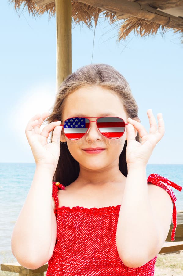Child with a Flag of America Stock Photo - Image of female, holiday ...