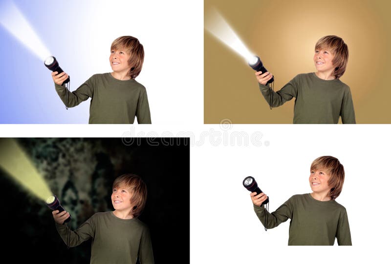 Child with a Flashlight Looking for Something Stock Image - Image of ...