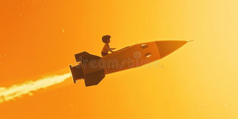 Child Flies on Rocket into the Future, Ambition, Dreams and Childhood ...