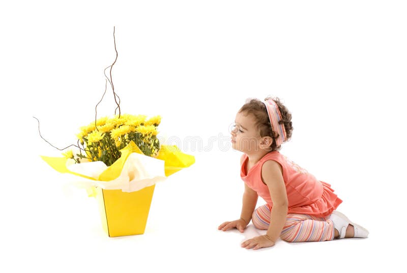 Child and flower stock image. Image of toddler, smile - 6522199