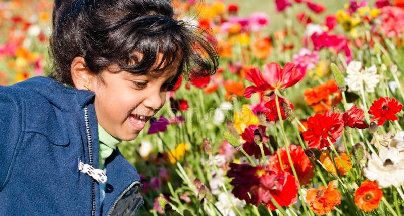 Child and flower stock photo. Image of child, stem, leaves - 78545646