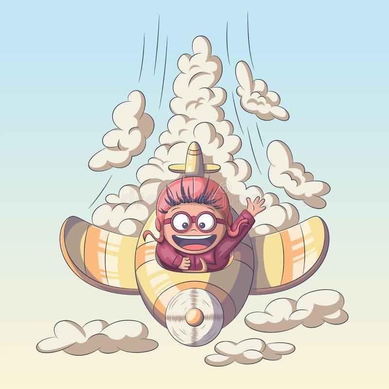 Child is Flying an Airplane Stock Vector - Illustration of human, girl ...