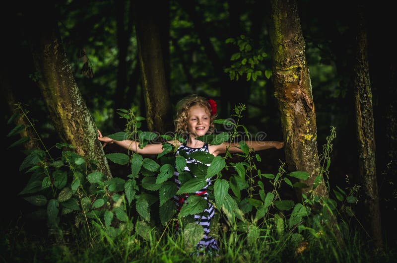 Child in forest stock image. Image of blond, outdoor - 88926919