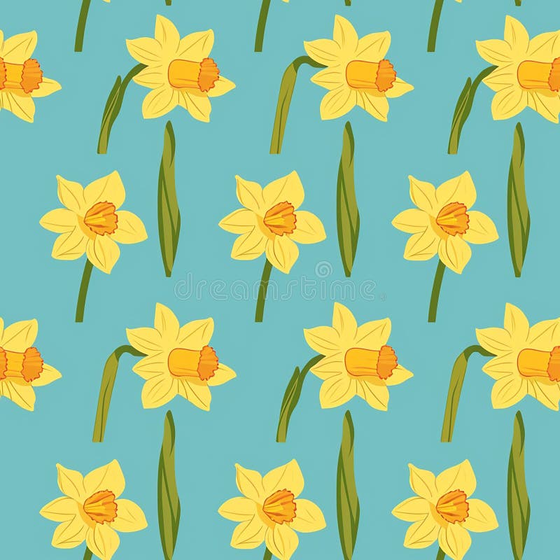Child-Friendly Daffodil Floral Pattern: Seamless and Joyful Stock ...