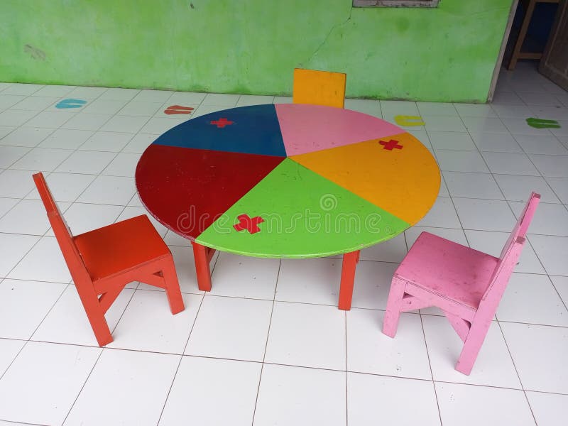 Child friendly round table stock photo. Image of play - 264862122
