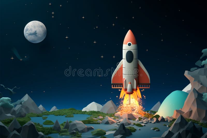 Child Friendly Space Cartoon Backdrop with a Whimsical Rocket Design ...