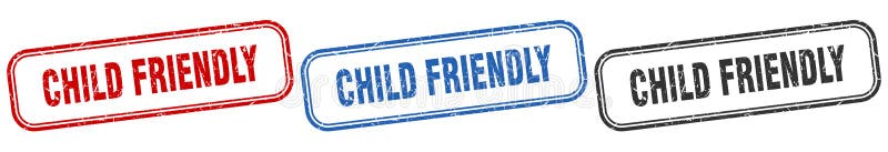 Child Friendly Square Isolated Sign Set. Child Friendly Stamp Stock ...