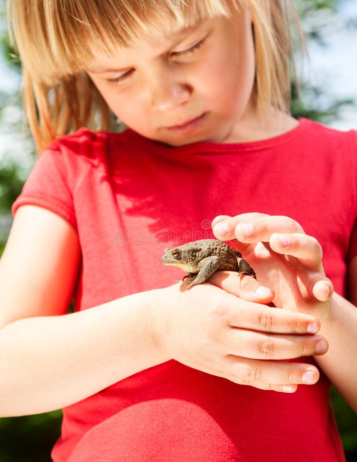 Child with frog stock photo. Image of research, garden - 41646012
