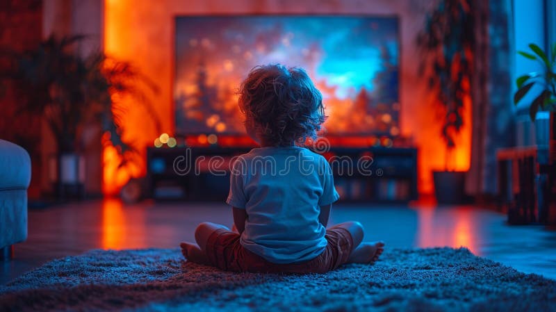 Child in Front of a Screen Watching TV Stock Illustration ...