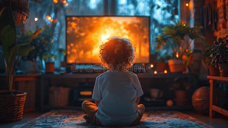 Child in Front of a Screen Watching TV Stock Illustration ...