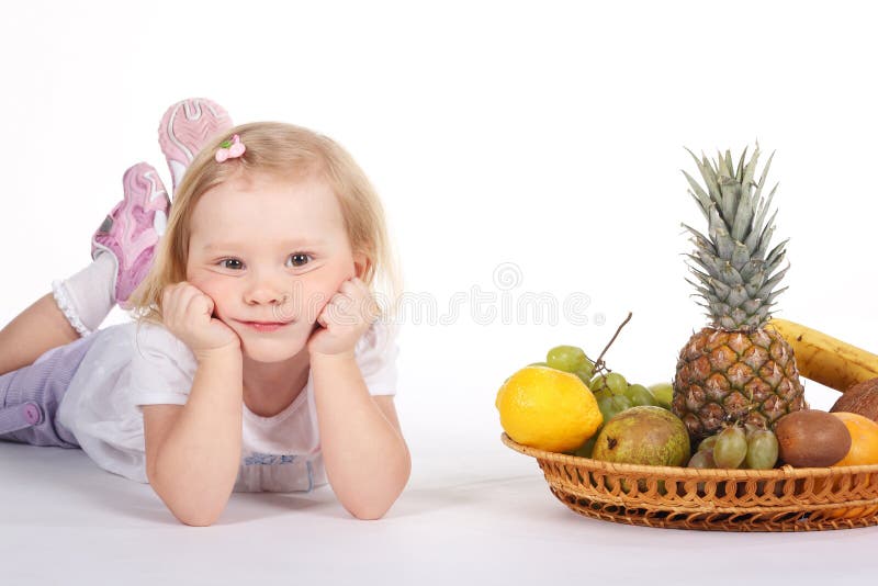 Child with fruits stock image. Image of little, juice - 17092615