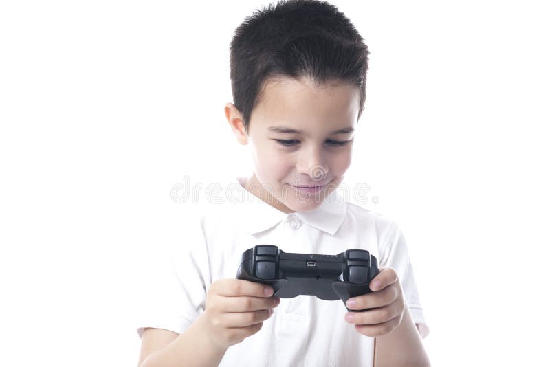Smiling Child Game Controller Their Hands Stock Photos - Free & Royalty ...