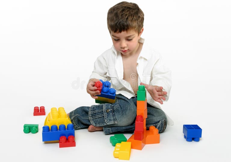 Child with Generic Building Blocks Stock Image - Image of copyspace ...