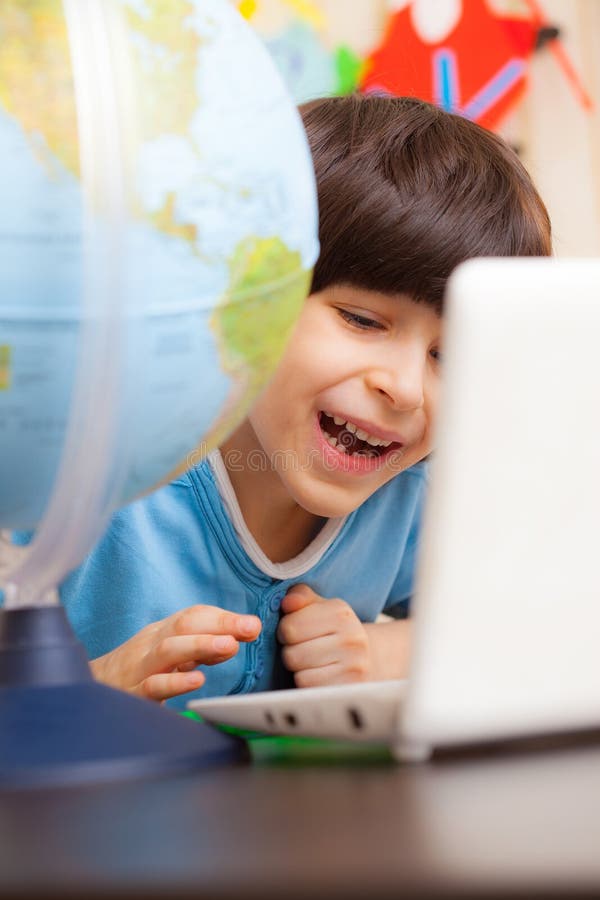 Child on a Geography Lesson Stock Image - Image of male, looking: 113068733