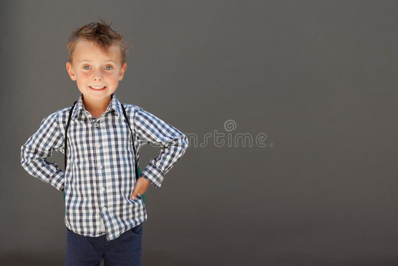 A Child Getting Ready for School. Stock Photo - Image of backpack ...