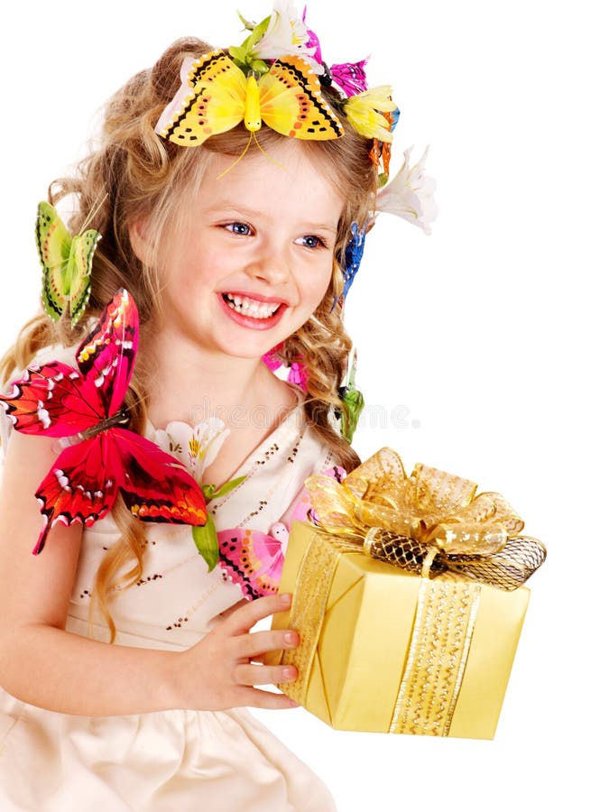 Child with gift box. stock image. Image of beautiful - 23612997