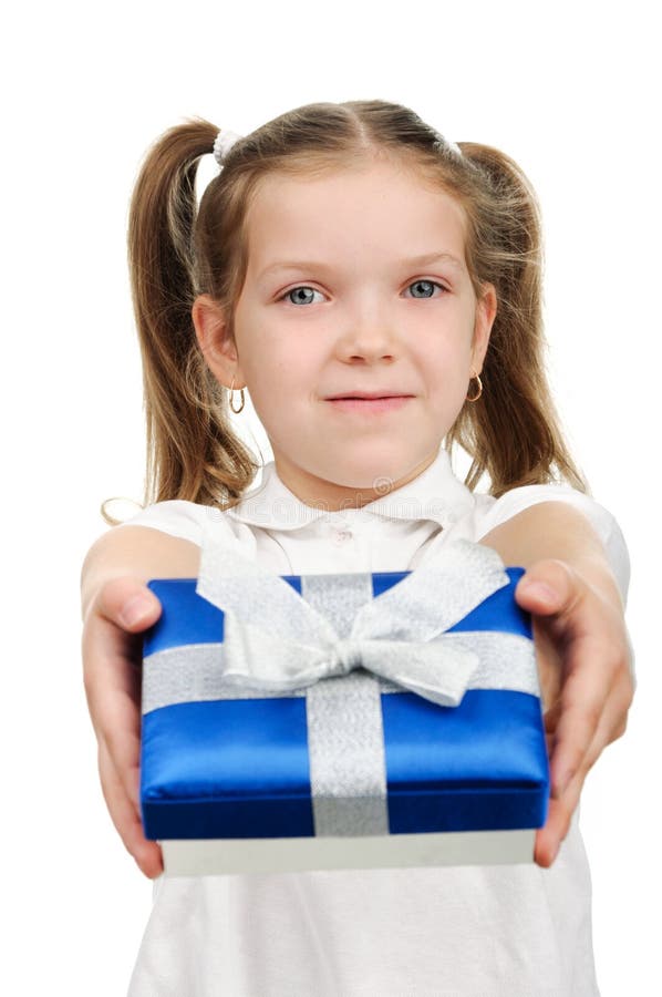 Child with a gift box stock photo. Image of elementary - 35667850