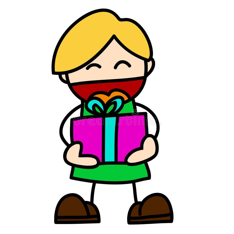 Child and gift cartoon. stock vector. Illustration of cartoon - 27020171