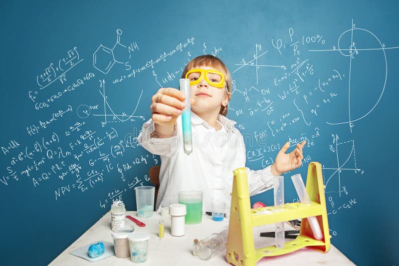 Child Girl at a Chemistry Class Stock Photo - Image of student, looking ...