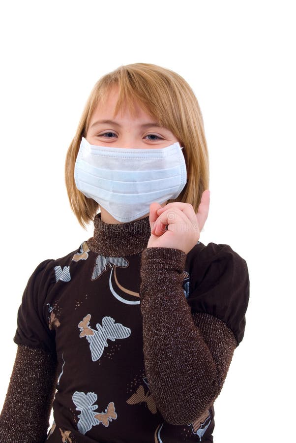 Child Girl in Medicine Mask. Stock Image - Image of fever, inhaling ...