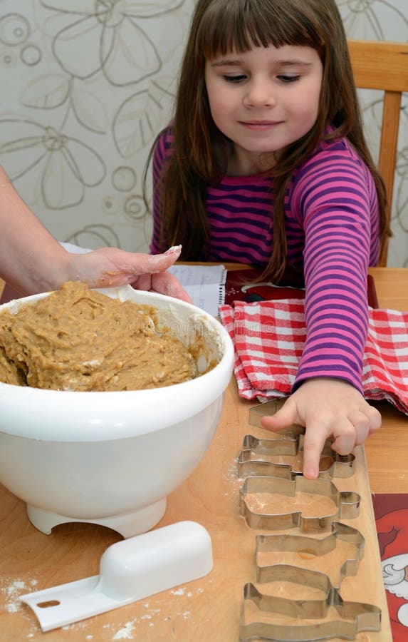 Child Girl S Help with Making Cake Stock Image - Image of board, family ...