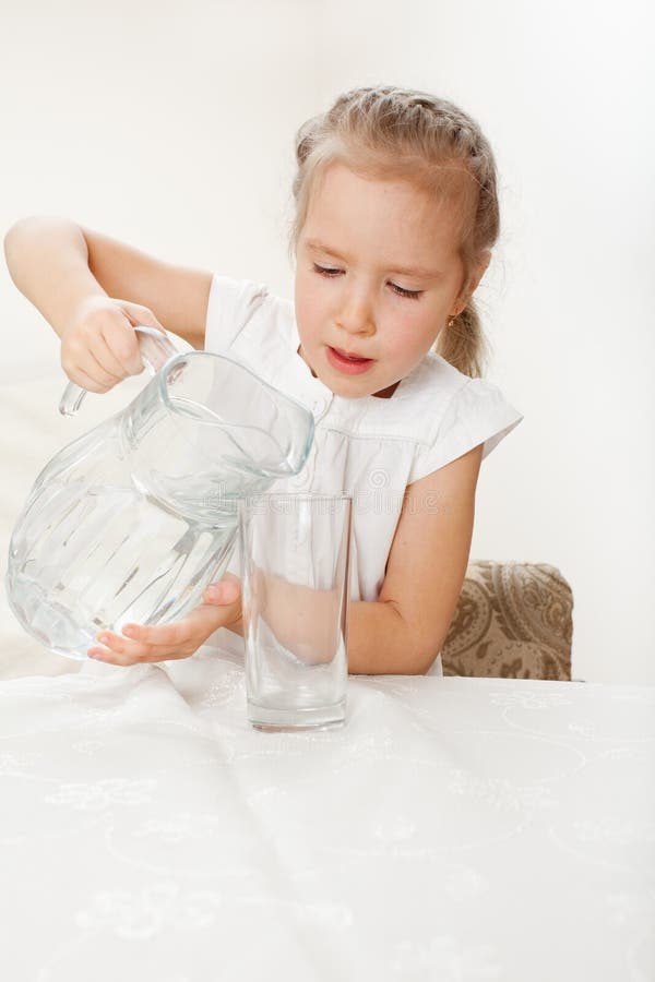 Child with Glass Pitcher Water Stock Image - Image of preschooler, home ...