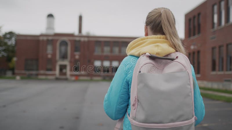 School Building in a Small Town Behind Trees Stock Video - Video of ...